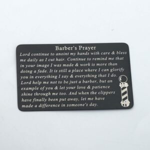 Gzrlyf Barber's Prayer Wallet Card Metal Wallet Insert Inspirational Gifts for Hairdresser Hairstylist (Black)