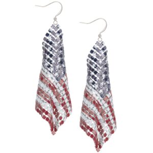 madison tyler americana collection usa stars | stripes flag chain stud earrings for women