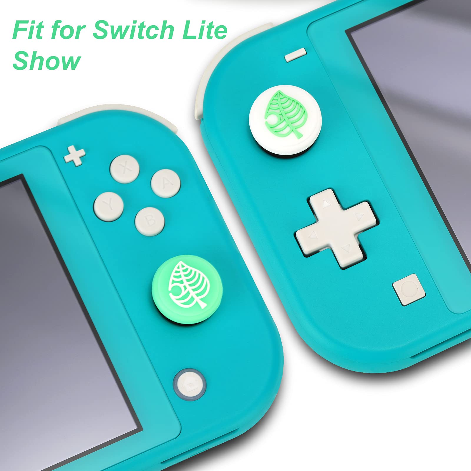 Tscope Cute Thumb Grip Caps for Nintendo Switch/Lite/OLED Controller, for Animal Crossing Kawaii Leaf Joystick Analog Soft Silicone Button Stick Covers for NS Joy Cons (Blue&Green Leaf)