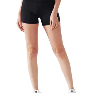 CADMUS Women's High Waist Yoga Shorts Spandex Running Side Pockets, 16#, Black & Black & Black,Medium