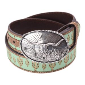 ariat women's cactus print western belt, xlarge, brown