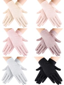 6 pairs women summer uv protection gloves touchscreen driving gloves non-slip sun protective gloves (purple, black, pink, light pink, beige, gray)