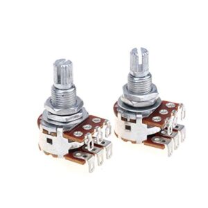 musiclily pro aluminium mini metric sized blend pots mn500k dual balance potentiometers with center detent for guitar (set of 2)