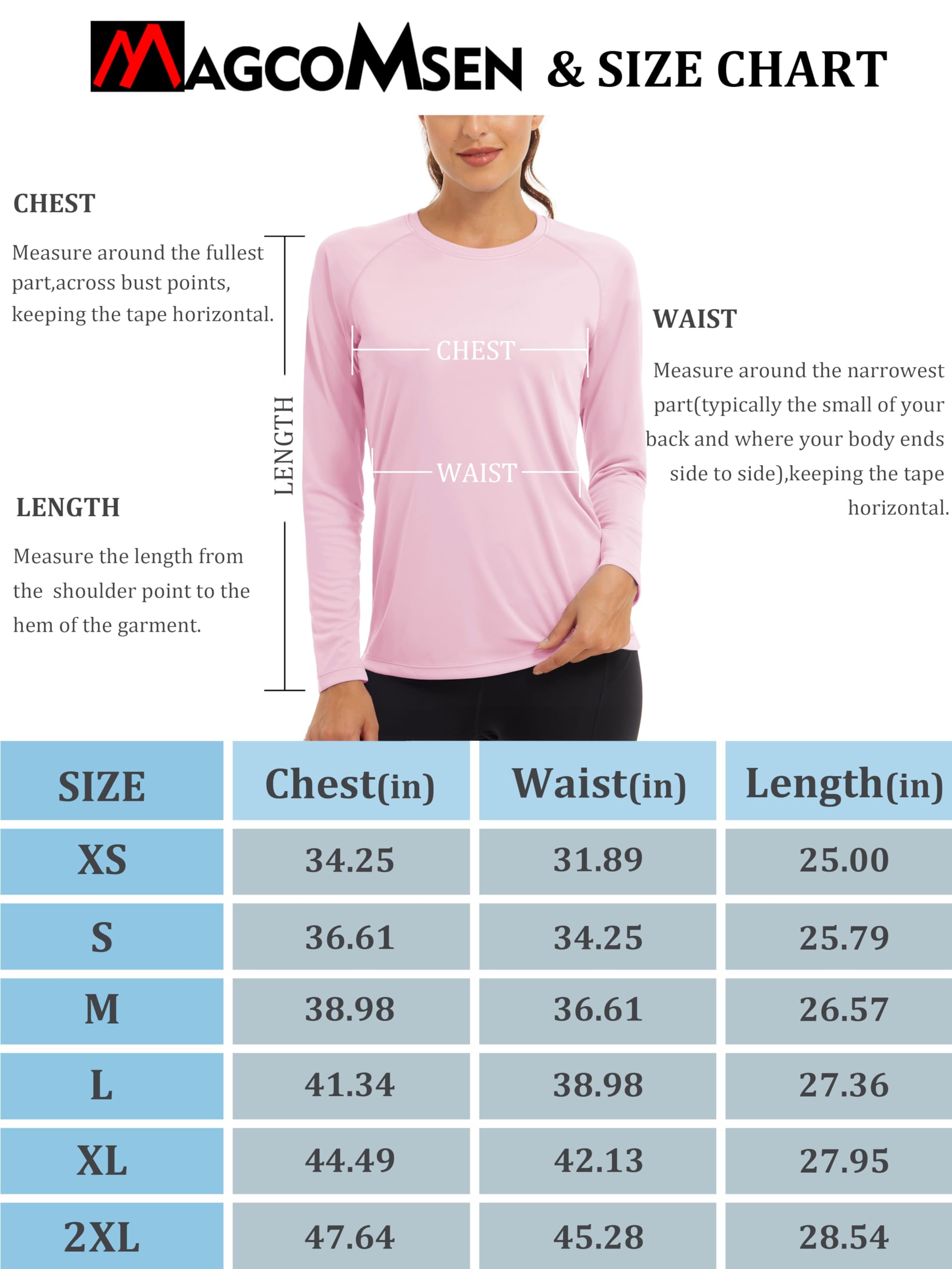 MAGCOMSEN Running Shirts Performance T Shirts Athletic Shirts Tank Top Gym Shirts Women Long Sleeve Shirts Casual Womens UV Protection Shirts Light Pink