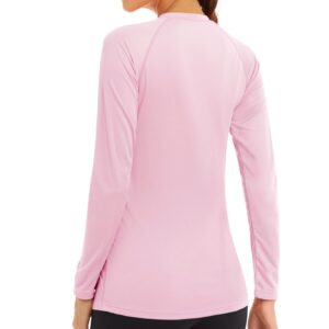 MAGCOMSEN Running Shirts Performance T Shirts Athletic Shirts Tank Top Gym Shirts Women Long Sleeve Shirts Casual Womens UV Protection Shirts Light Pink