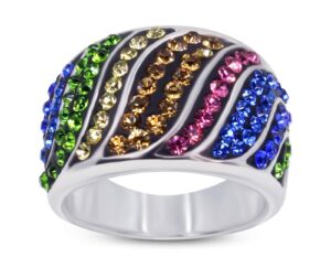 savlano 18k white gold plated rainbow colorful ring for women (7)