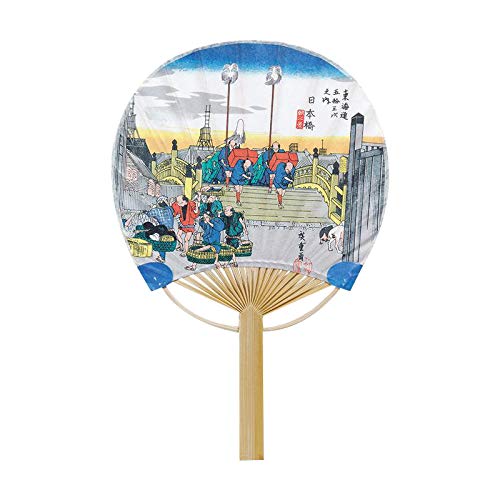 Mini Bamboo Fan (with OP Envelope) Tokaido Gojusanji (Nihombashi) 6714 2 Set