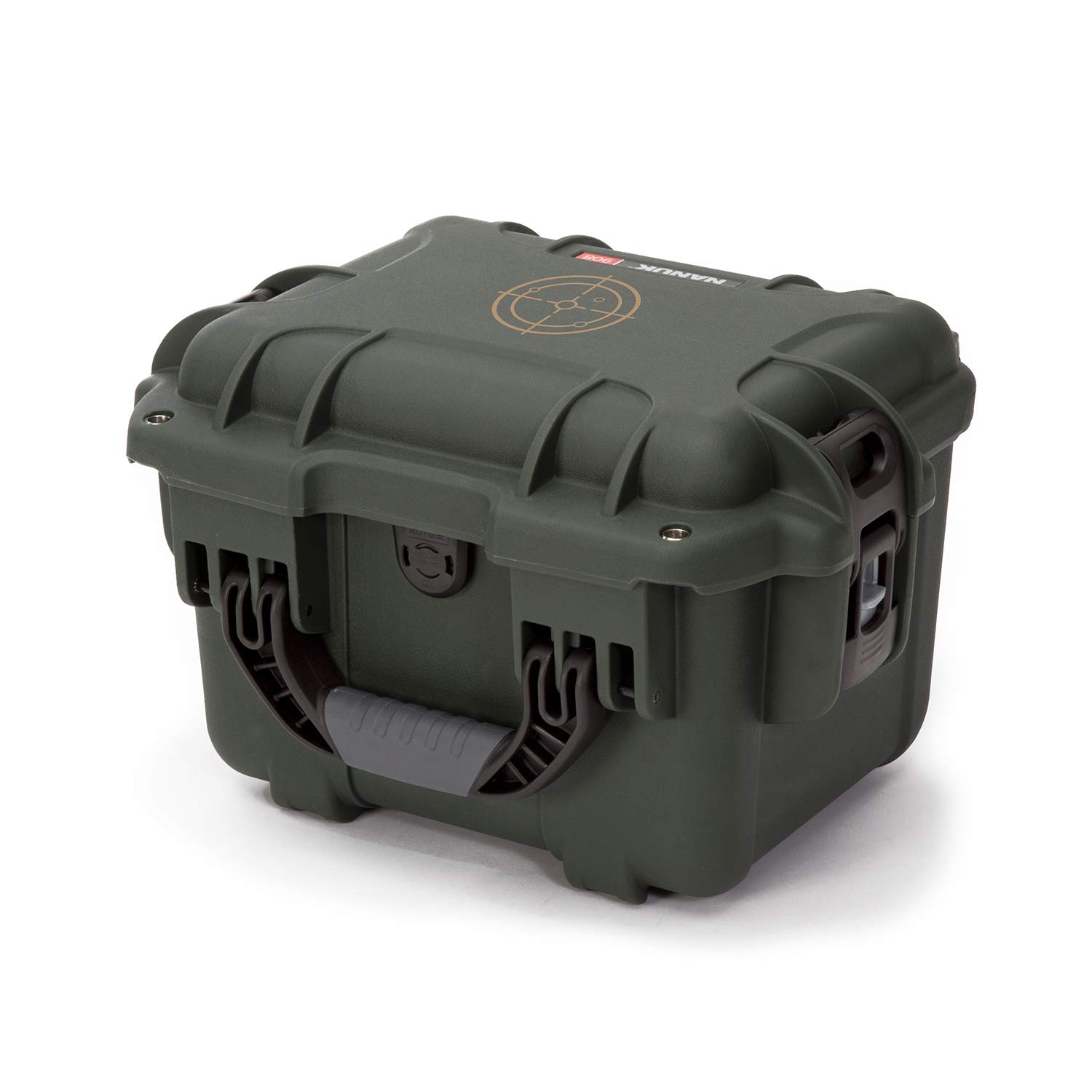 Nanuk 908 Waterproof Hard Case for Gun Ammo w/White Target Logo - Olive