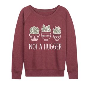 instant message - not a hugger - women's french terry pullover - size 2x heather maroon