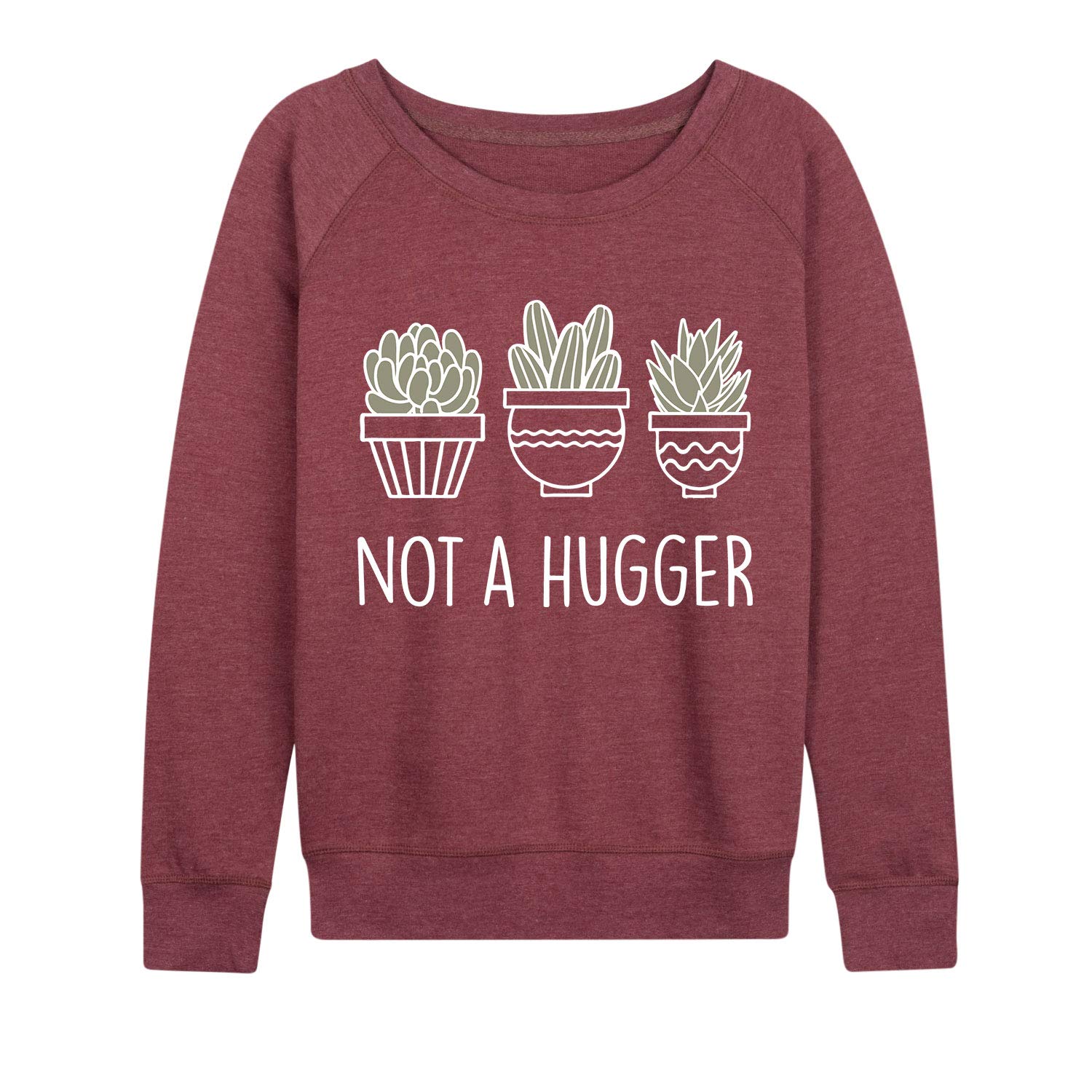 Instant Message - Not A Hugger - Women's French Terry Pullover - Size 2X Heather Maroon