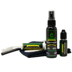 clenzoil field & range essentials combo kit | cleaner, lubricant & grease kit | all-in-one | clean, lubricate, protect | rust preventative cleaning kit | nylon brush, swabs & microfiber towel combo