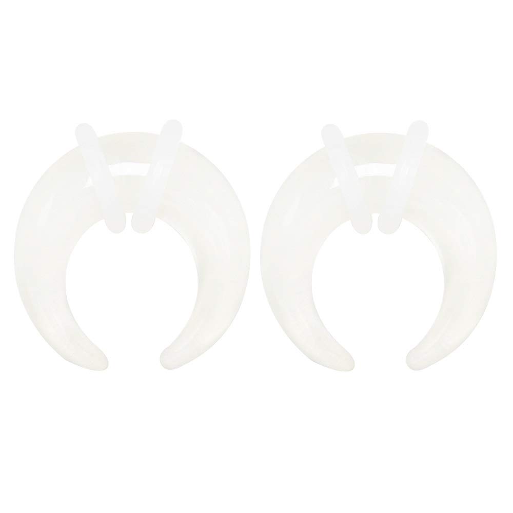 White Glass Pincher Taper Plugs with 2 Clear O-Rings, Sold as a Pair (6mm (2GA))