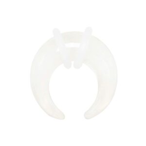 White Glass Pincher Taper Plugs with 2 Clear O-Rings, Sold as a Pair (6mm (2GA))