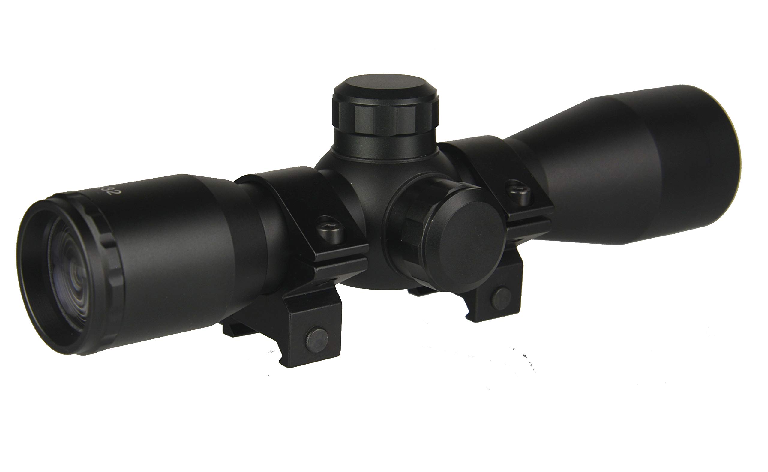 TWP 4x32 Compact Hunting Crossbow Archery Scope, Multiple Range Reticle, 1" Tube and Mid-Height Weaver Ring Mount