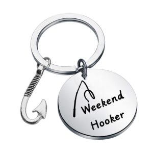 potiy fishing jewelry fish hook keychain weekend hooker fish hook fishing hooker hook line fishing gift for fishing lover gift (fish hook keychain)