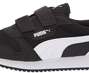 PUMA unisex child R78 Hook and Loop Sneaker, Black/White, 5 Toddler US