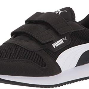 PUMA unisex child R78 Hook and Loop Sneaker, Black/White, 5 Toddler US