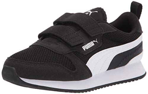 PUMA unisex child R78 Hook and Loop Sneaker, Black/White, 5 Toddler US