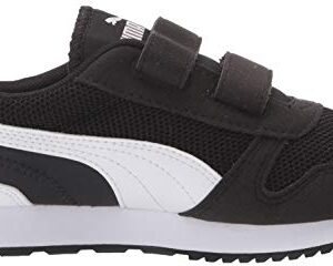 PUMA unisex child R78 Hook and Loop Sneaker, Black/White, 5 Toddler US