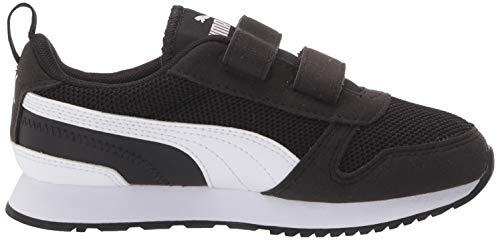 PUMA unisex child R78 Hook and Loop Sneaker, Black/White, 5 Toddler US