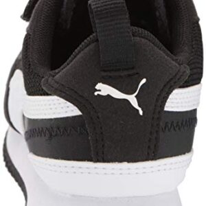 PUMA unisex child R78 Hook and Loop Sneaker, Black/White, 5 Toddler US