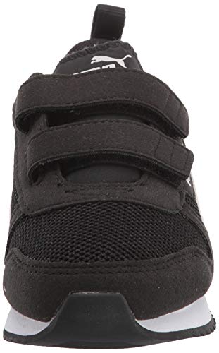 PUMA unisex child R78 Hook and Loop Sneaker, Black/White, 5 Toddler US