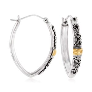 ross-simons sterling silver bali-style hoop earrings with 18kt yellow gold