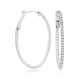 ross-simons 0.50 ct. t.w. diamond oval hoop earrings in sterling silver