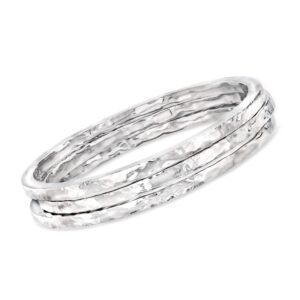 ross-simons italian sterling silver jewelry set: 3 hammered bangle bracelets. 7.5 inches