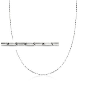 ross-simons 14kt white gold paper clip link necklace. 18 inches