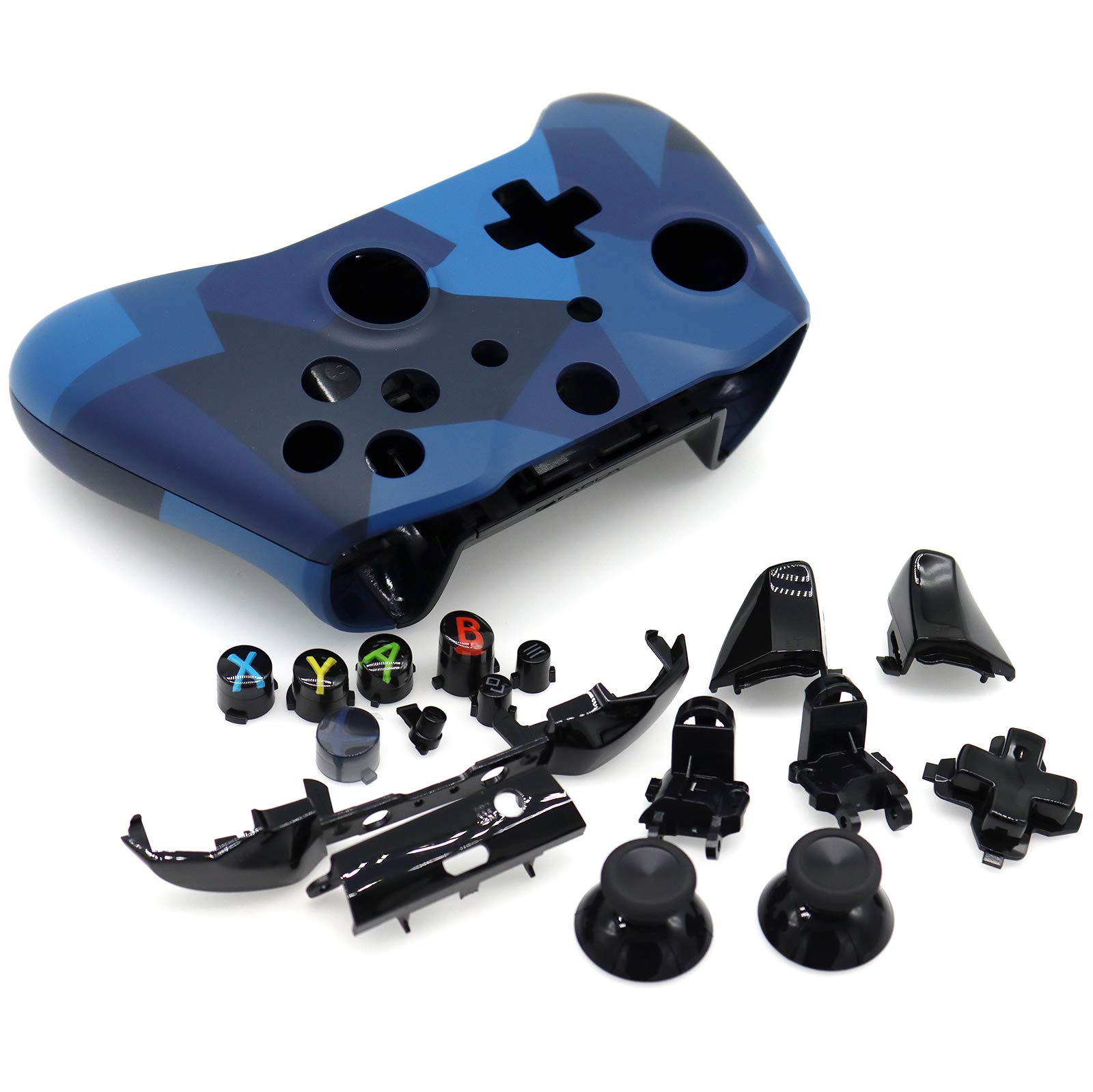 Deal4GO Full Housing Shell kit w/Trigger Button Thumbsticks Replacement for Xbox One Slim Controller 1708 Midnight Forces II Edition