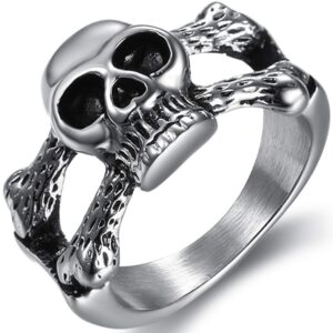 jude jewelers stainless steel retro vintage gothic skull cocktail party biker ring (silver, 11)