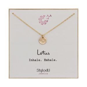 styledu lotus necklace for women, 14k gold filled tiny lotus flower necklace, encouragement gift, graduation gift, gifts for new beginnings, yoga jewelry