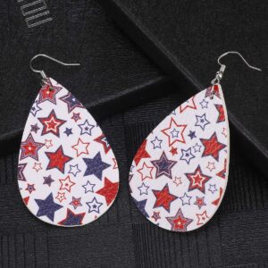 AIDSOTOU 12 Pairs Leather Earrings Set for Women Lightweight Faux Leather Teardrop Earring 4th of July Jewelry