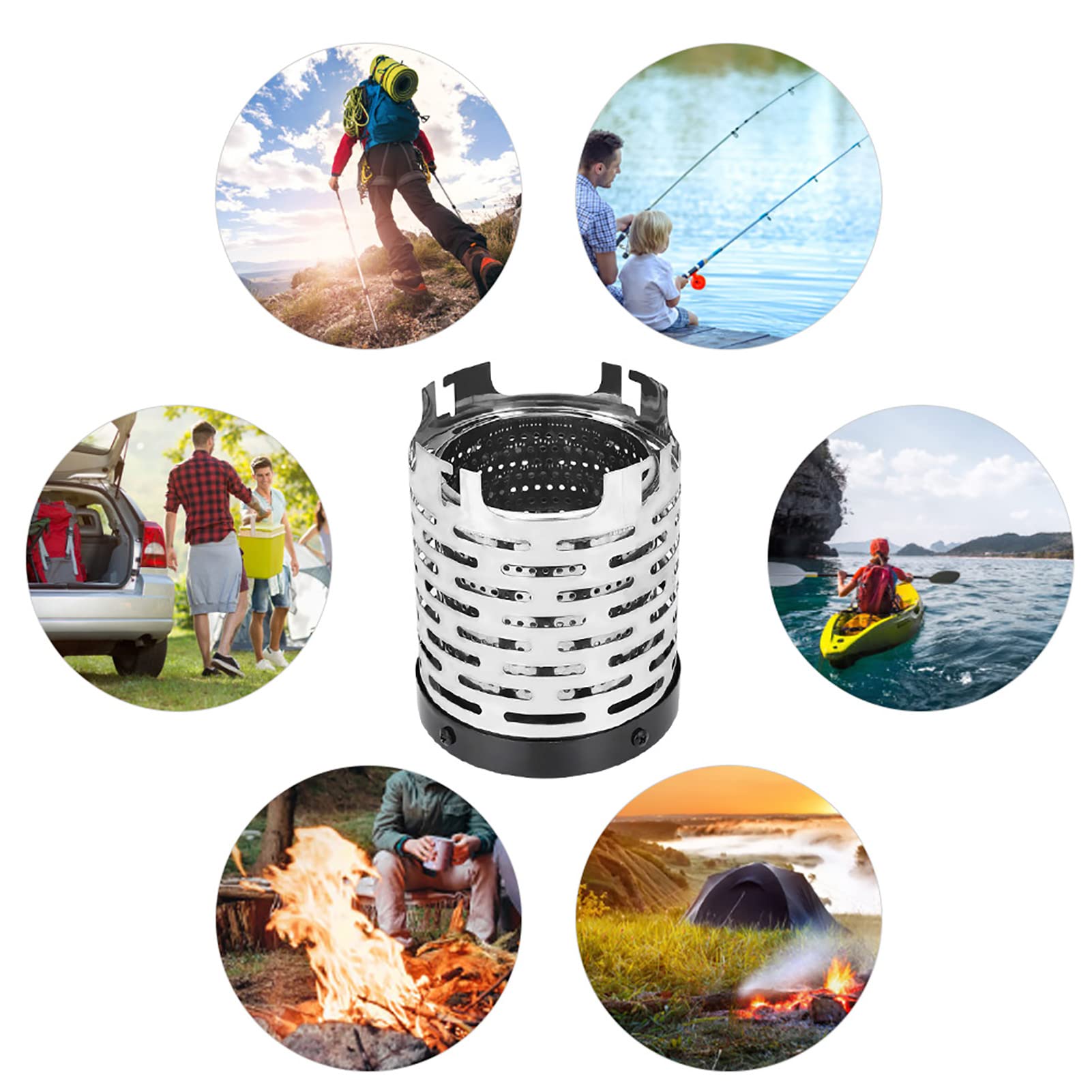 Outdoor Camping Mini Heater, Stainless Steel Portable Camping Stove Gas Stove Suitable for Outdoor Traveling Camping BBQ Backpacking Hiking