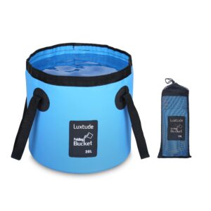 luxtude collapsible bucket with handle, 5 gallon(20l), portable & ultra lightweight outdoor basin bucket, folding bucket for fishing, camping, hiking, car washing and more