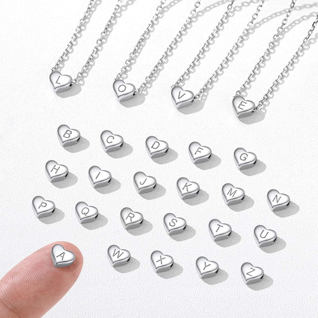 ChicSilver Initial necklaces for Women 925 Sterling Silver Small Heart Necklace Alphabet Letter J Necklace for Women - 16"+2"