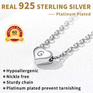 ChicSilver Initial necklaces for Women 925 Sterling Silver Small Heart Necklace Alphabet Letter J Necklace for Women - 16"+2"