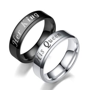 ginger lyne collection her king black or his queen stainless steel matching wedding band ring