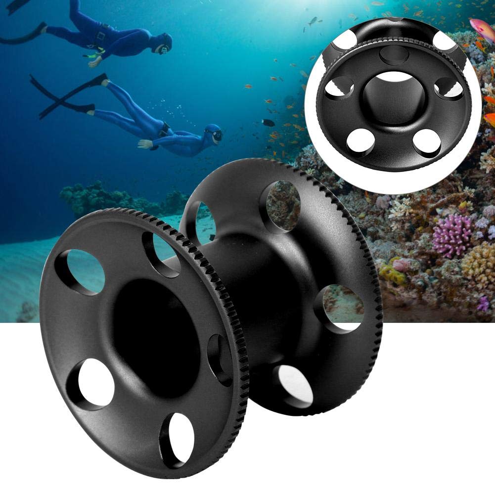 Keen so Aluminum Alloy Diving Spool Reel Guideline Underwater Finger Spool Reel for Freediving Snorkeling (Black)