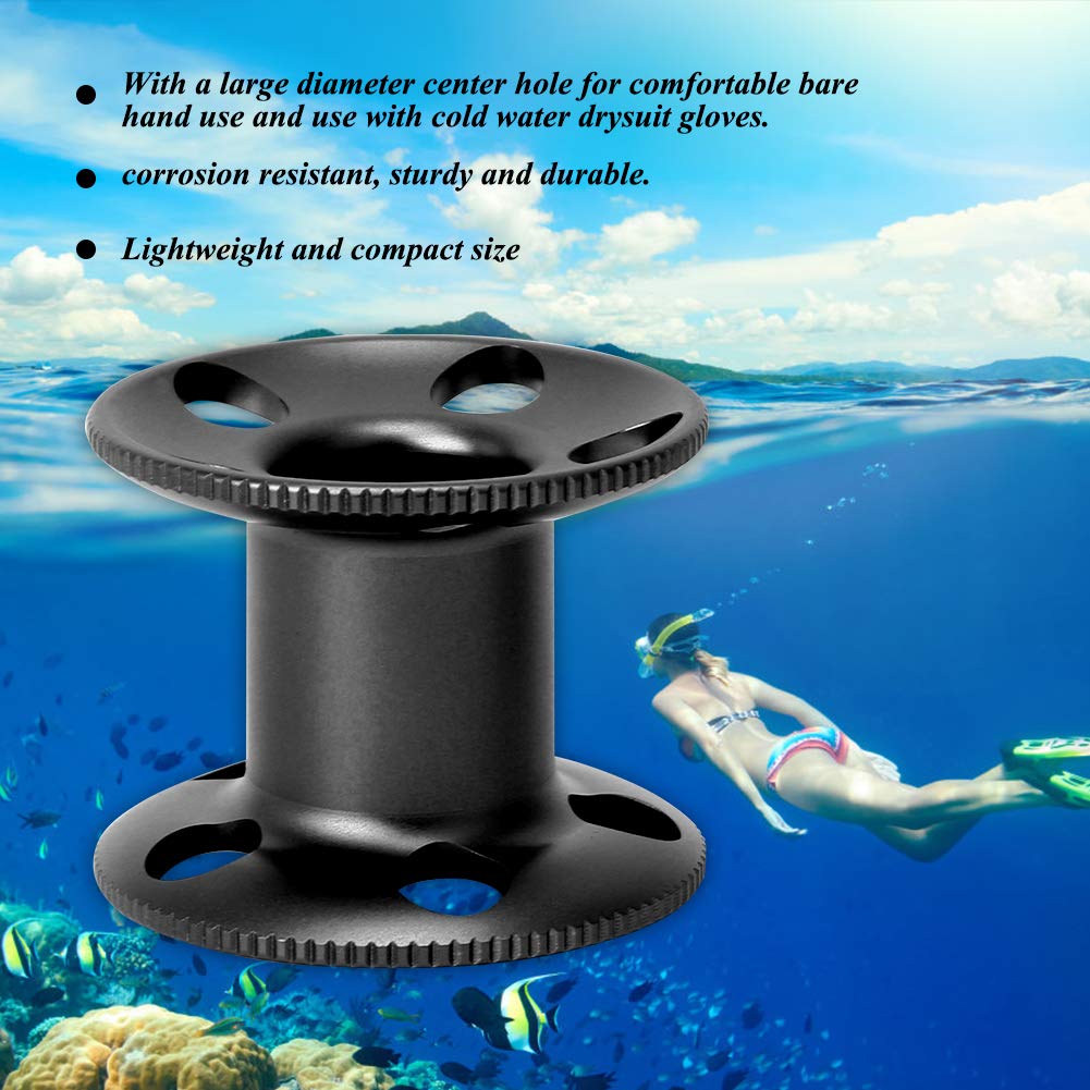 Keen so Aluminum Alloy Diving Spool Reel Guideline Underwater Finger Spool Reel for Freediving Snorkeling (Black)