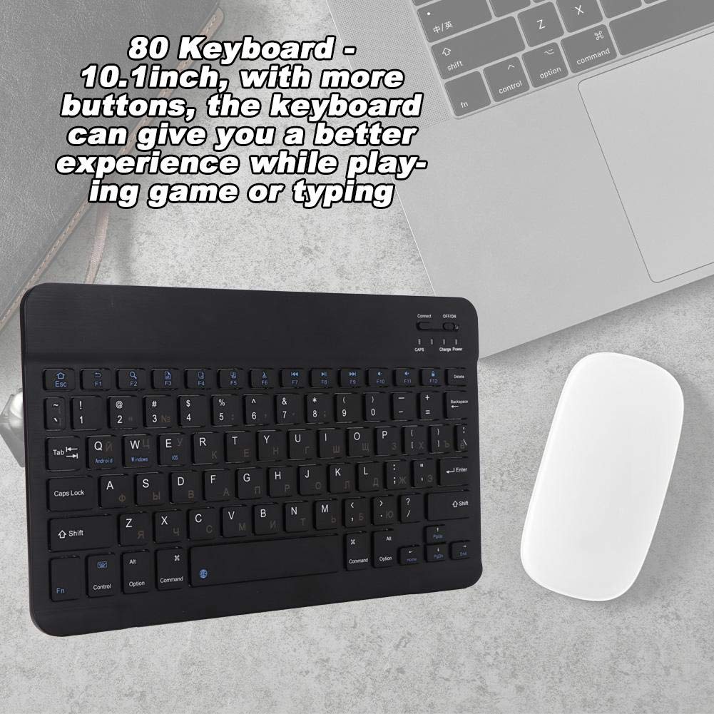 Tosuny USB Keyboard with Russian English, 80 Keyboard 10.1" Bluetooth Keyboard, Lightweight, Waterproof, Dustproof Slim Ultra Wide Wireless Keyboard