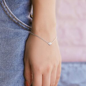 ChicSilver 925 Sterling Silver Bracelets for Women Initial Charm Bracelet with Heart Bracelet for Women Mom Bracelet Gift for Mother