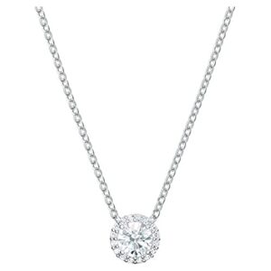 swarovski una angelic pendant with circular clear crystal and clear crystal pavé on a rhodium plated chain