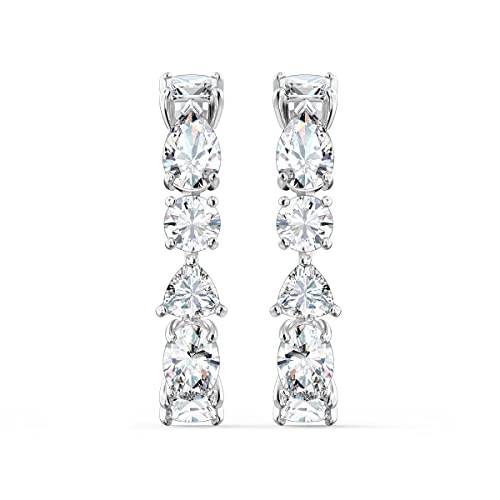 SWAROVSKI Tennis Deluxe Women's Cuff Stud Pierced Earrings with White Crystal in a Rhodium Plated Setting