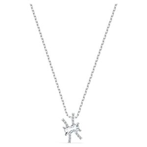 swarovski women's zodiac pendant necklace, pisces zodiac motif with white crystals and gold-tone plated t-bar closure on a rhodium plated chain