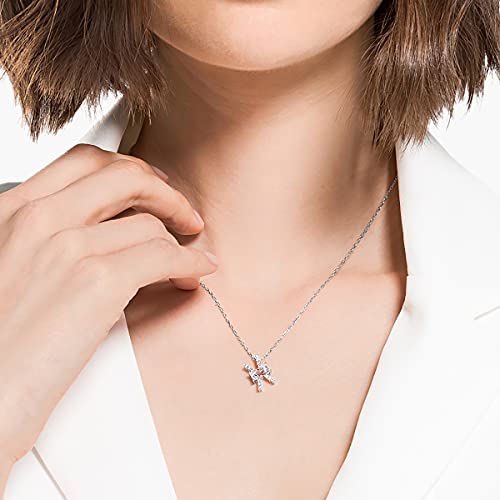 SWAROVSKI Women's Zodiac Pendant Necklace, Pisces Zodiac Motif with White Crystals and Gold-Tone Plated T-bar Closure on a Rhodium Plated Chain