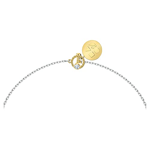 SWAROVSKI Women's Zodiac Pendant Necklace, Pisces Zodiac Motif with White Crystals and Gold-Tone Plated T-bar Closure on a Rhodium Plated Chain