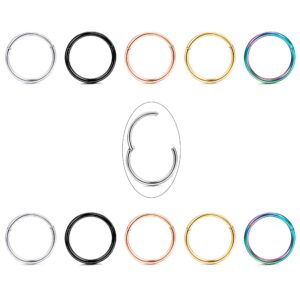 jstyle 10pcs 18g stainless steel hinged clicker segment nose rings hoop helix cartilage daith tragus sleeper earrings 8mm improved