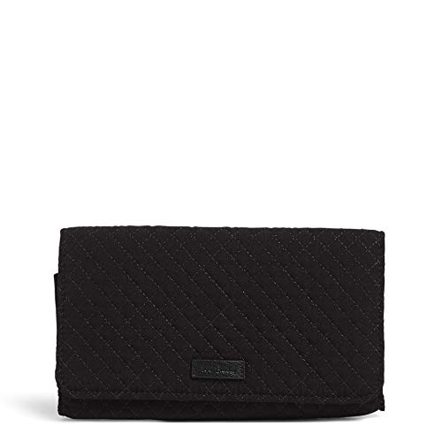 Vera Bradley Women's Signature Cotton RFID Trifold Clutch Wallet, Classic Black, One Size